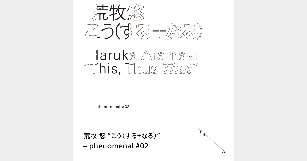 荒牧 悠 “こう（する＋なる）” ― phenomenal #02｜nomena gallery Asakusa